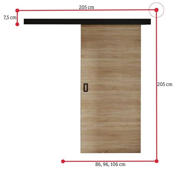 Expedo Posuvné dveře AIDA + tichý dojezd, 106x205x1,6, tmavý jasan