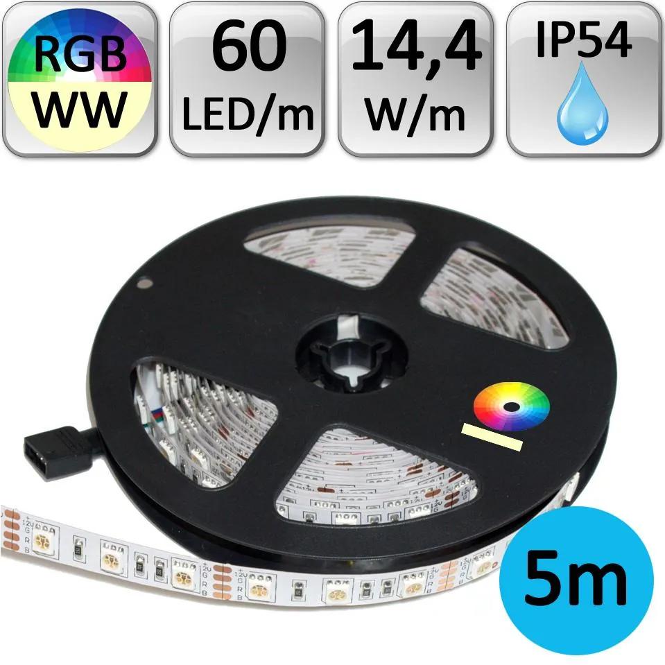 LED21 LED pásek RGB+WW teplá bílá 5m 14,4W/m 60LED/m IP54 voděodolný