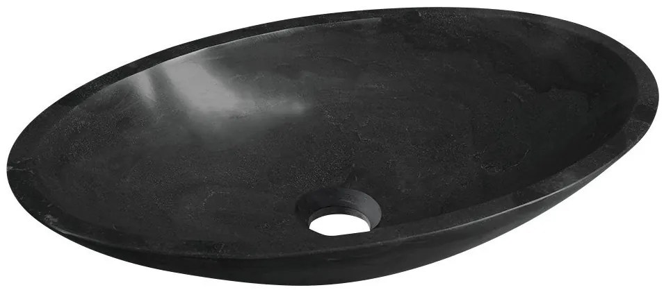 Sapho BLOK kamenné umyvadlo na desku, 60x35 cm, matný černý Marquin 2401-40