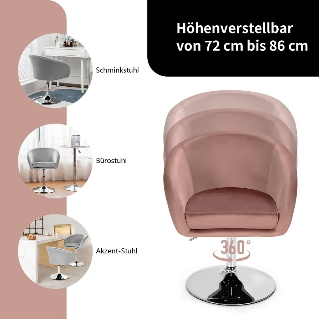 Costway Výškově nastavitelné křeslo čalouněné otočné o 360° do nosnosti 120 kg