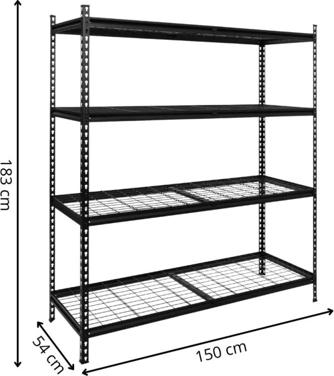Kovový regál 183x150x54 cm 4 police SPRINGOS HA5277