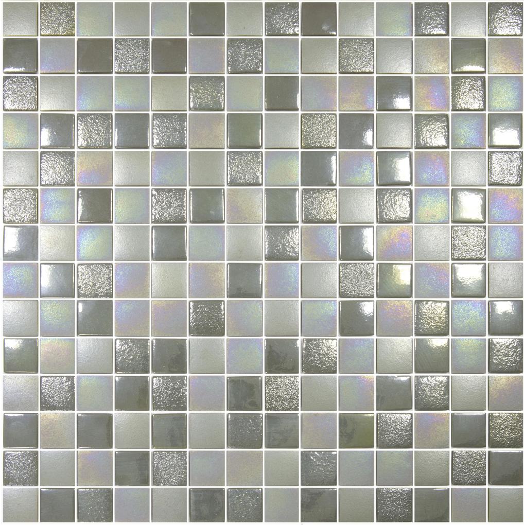 Hisbalit Skleněná mozaika stříbrná; šedá Mozaika TEXTURAS SUITE 2,5x2,5 (33,3x33,3) cm - 25SUITE
