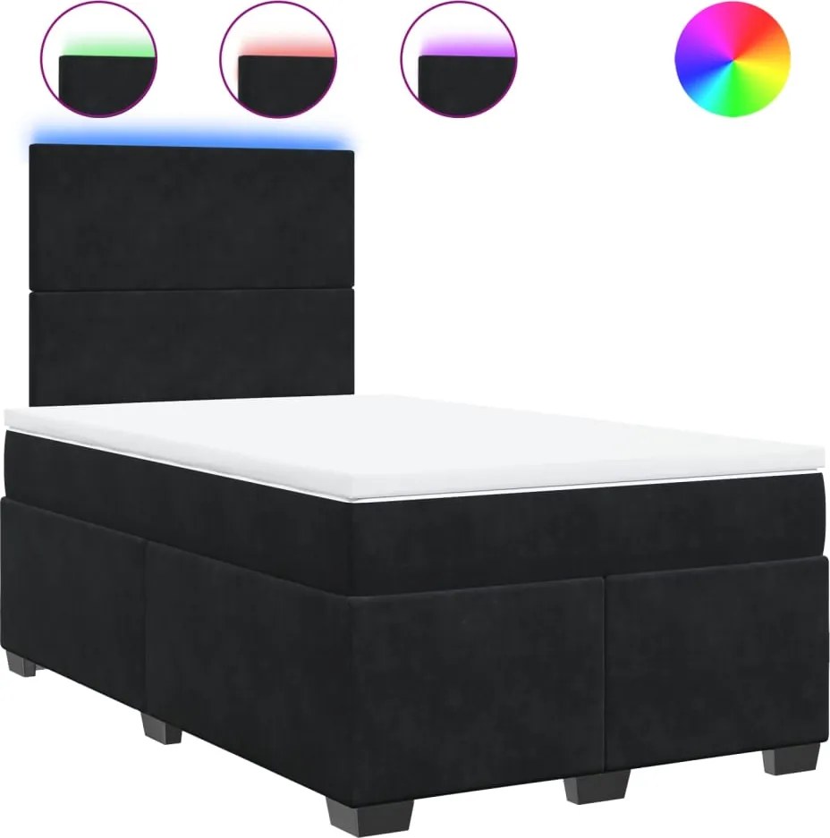 Box spring postel s matrací černá 120 x 200 cm samet 3293178