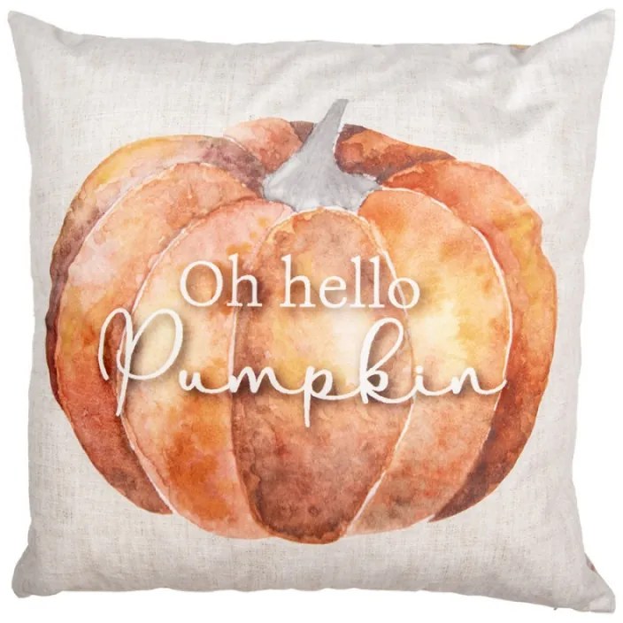 Podzimní povlak na polštář s dýní a nápisem Oh hello Pumpkin – 45x45 cm