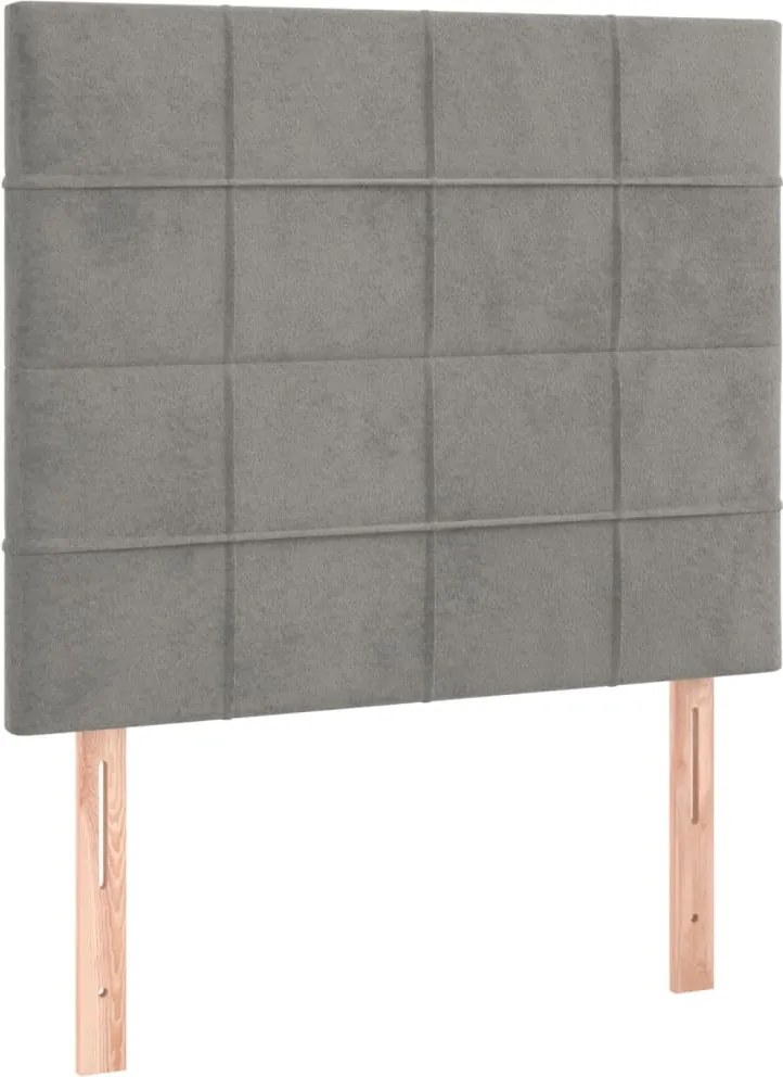 Box spring postel s matrací a LED světle šedá 90x190 cm samet 3136095