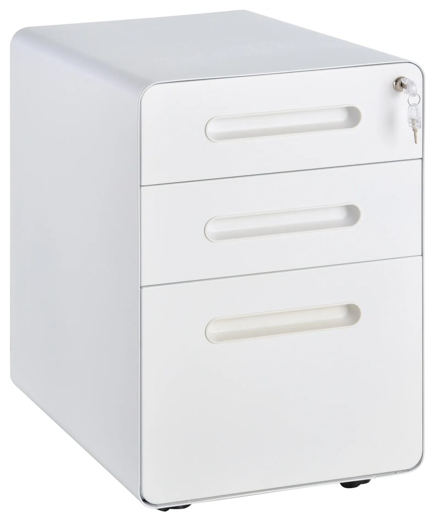 Vinsetto Kancelářská skříň / kontejner se 3 zásuvkami, bílá, 39 x 48 x 59 cm