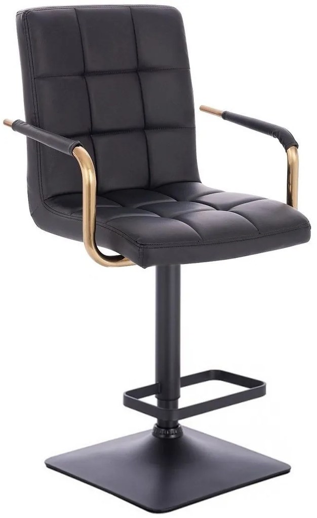 LuxuryForm DESIGN Barová židle VERONA GOLD na černé hranaté podstavě - černá