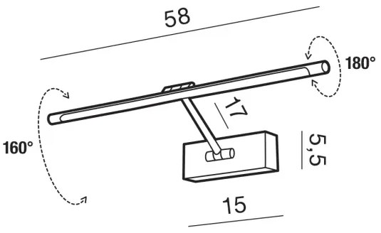 LED nástěnné svítidlo Davinci 58 chrom