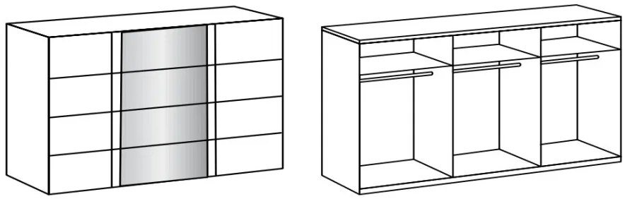 Šatní skříň Bern, šířka 270 cm/výška 208 cm, bílá/dub artisan