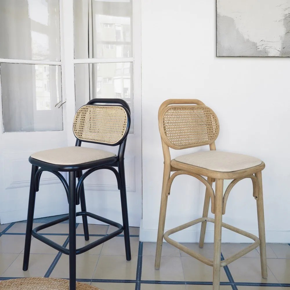 Barová židle z dubového dřeva v přírodní barvě (výška sedáku 65 cm) Doriane – Kave Home
