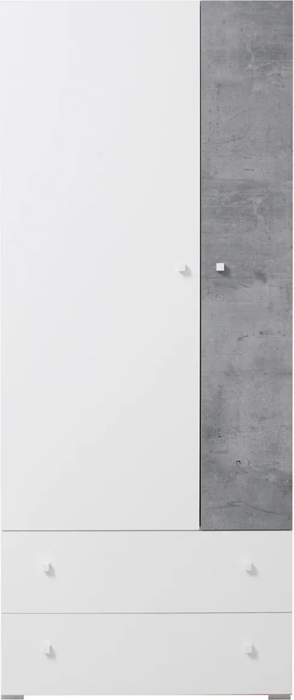 Šatní skříň SIGMA SI 3 L/P se zásuvkami, šatní tyčí a policí | 80 cm | UNI provedení | bílá/beton