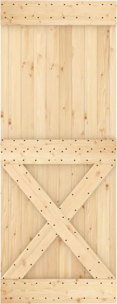 vidaXL Posuvné dveře s kováním 80 x 210 cm masivní borové dřevo [3203095]