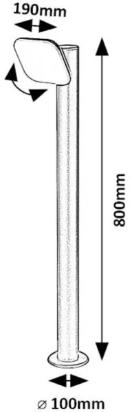 Rabalux 77060 - LED Venkovní lampa ODIEL LED/12W/230V IP44 80 cm černá