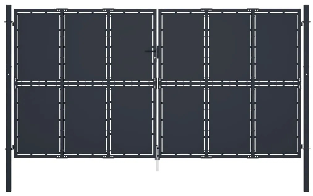 Zahradní brána ocelová 400 x 175 cm antracitová 144533