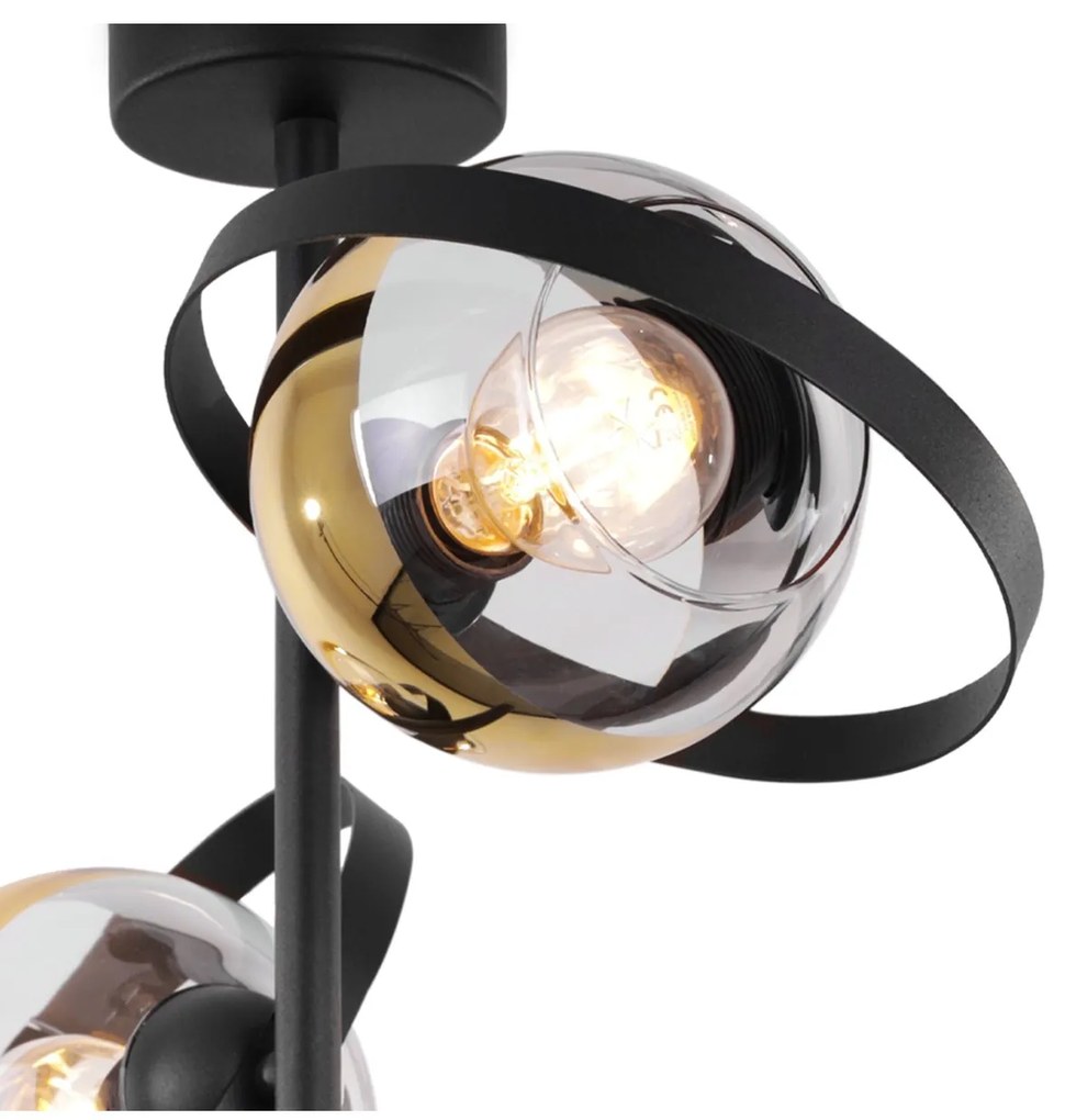 Stropní svítidlo Asturia Ring, 2x zlaté/transparentní skleněné stínítko, B