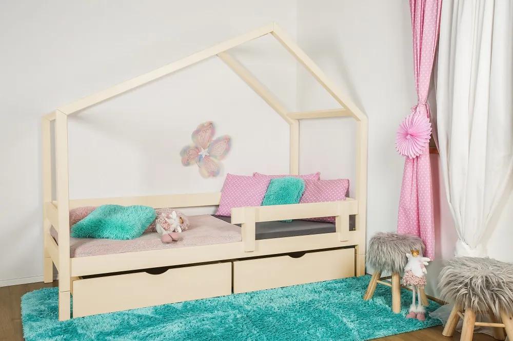 MAXIDO Dětská postel domeček Dita - dva šuplíky 200x90 přírodní
