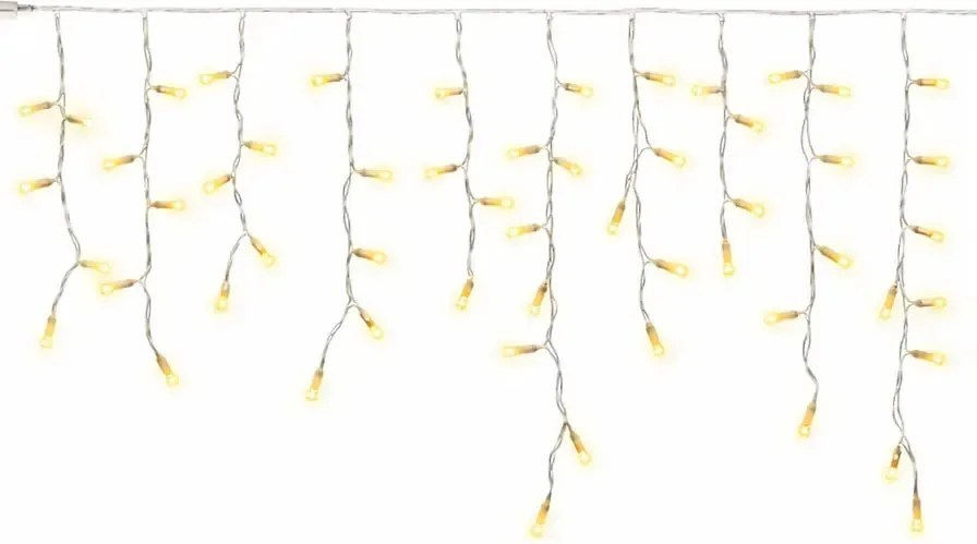 Easy Fix venkovní LED rampouchy, světelné krápníky, 300 × 50 cm, teple bílá, 114 diod, bílý kabel, IP67, prodlužovací