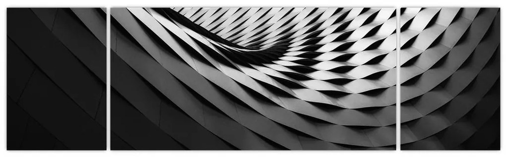 Abstraktní obraz - černobílá spirála (170x50 cm)