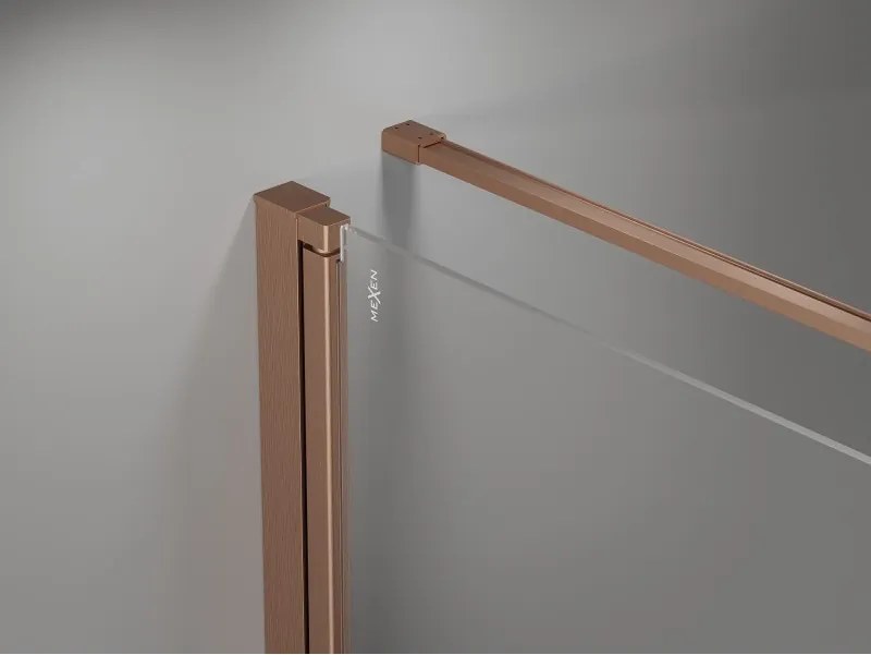 Mexen Mist-B, 1-křídlý výklopný sprchový kout 100 x 70 cm, čiré sklo, měděný matný profil, 8A2T-100-070-65-00