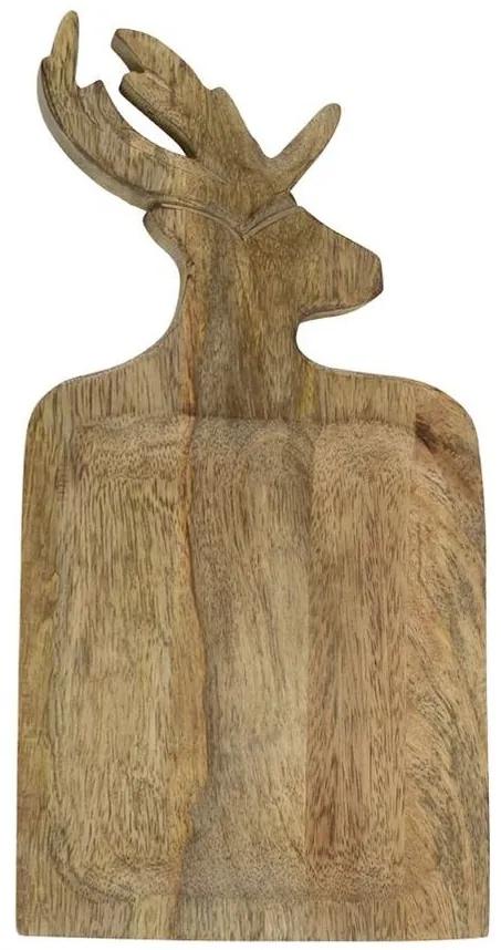 Mísa /prkénko z mangového dřeva s vyřezávaným jelenem - 18,5*35,5*2cm