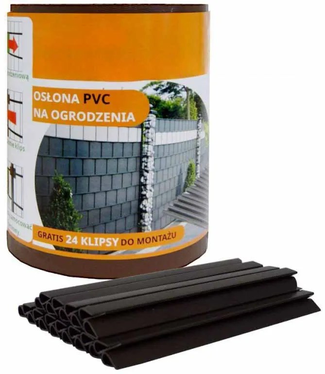 Ekspand Stínící fólie na plot 19cm x 35m 450g/m2 Hnědá + spony 24ks