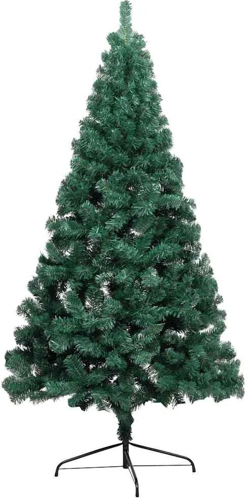 Umělý vánoční půl stromek s LED a sadou koulí zelený 150 cm 3077564