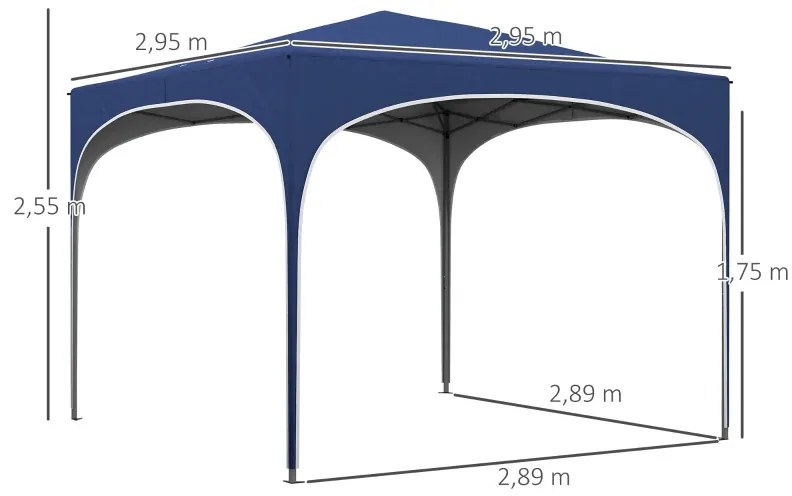 Skládací altán včetně tašky na přenášení, 2,95 x 2,95 x 2,55 m