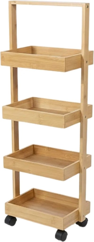 Úzký bambusový regál se 4 košíky VINK, 90 cm