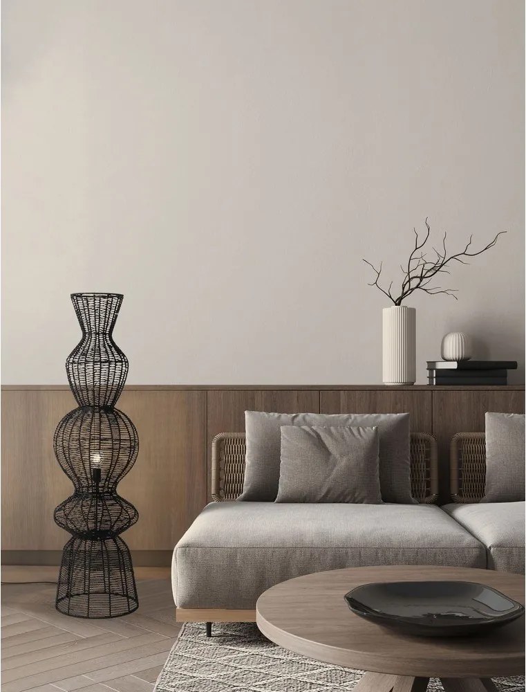 Matně černá provazová stojací lampa (výška 136 cm) Breena – Nova Luce