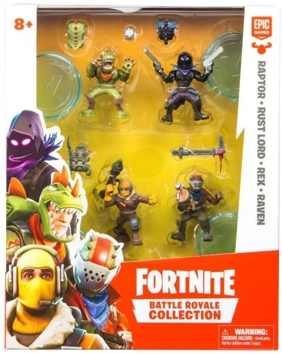 Fortnite battle royale collection raptor, rust lord, rex & raven action figures
