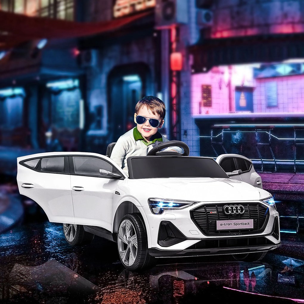 HOMCOM dětské elektrické autíčko 12V elektrické autíčko Audi E-tron elektrické autíčko s dálkovým ovládáním, bezpečnostní pásy, hudba (MP3/USB/TF), d…