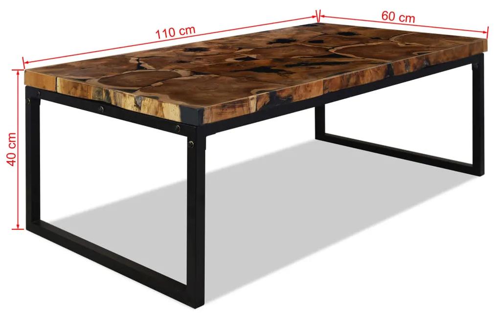 vidaXL Konferenční stolek teak a pryskyřice 110 x 60 x 40 cm