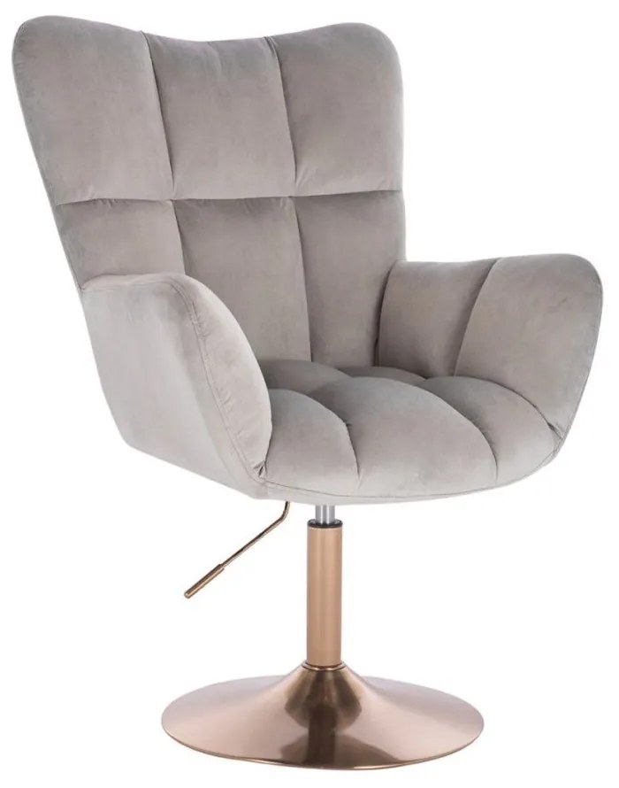 LuxuryForm Křeslo AURORA VELUR na zlatém talíři - světle šedé