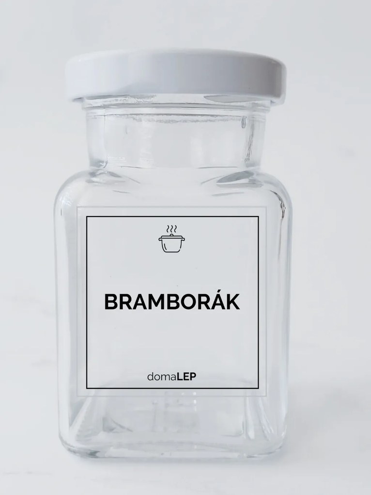 Samolepka na kořenky BRAMBORÁK průhledná 5 × 5 cm tučné písmo