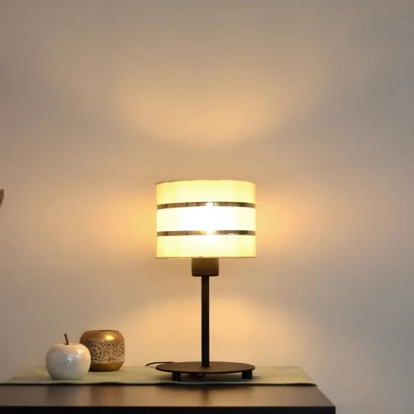LED Stolní lampa HELEN 1xE27/15W/230V krémová/černá/zlatá