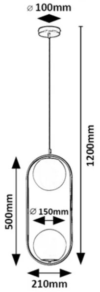 Rabalux 72029 - Lustr na lanku GHITA 2xE27/20W/230V