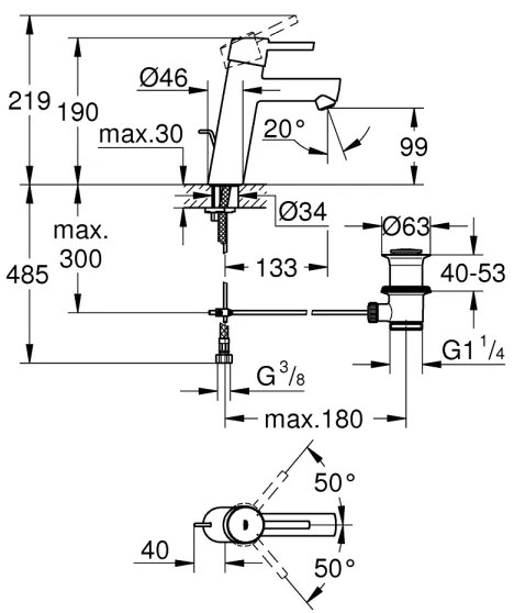 GROHE 23450001 - Umyvadlová baterie CONCETTO M lesklý chrom