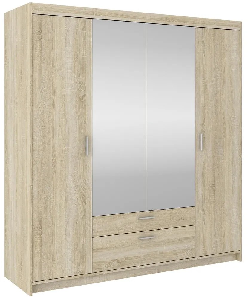 Šatní skříň ELENA 4D 2S + zrcadlo | 176,3 cm | dub sonoma