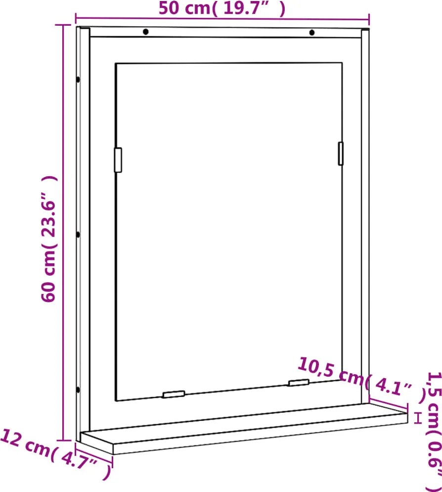 vidaXL Koupelnové zrcadlo s poličkou 50x12x60 cm kompozit [842419] Barva: Černá