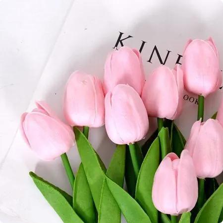 Bytová dekorace - kytice umělých tulipánů - 5 kusů Balení: 5 ks, Barvy: 19 růžová