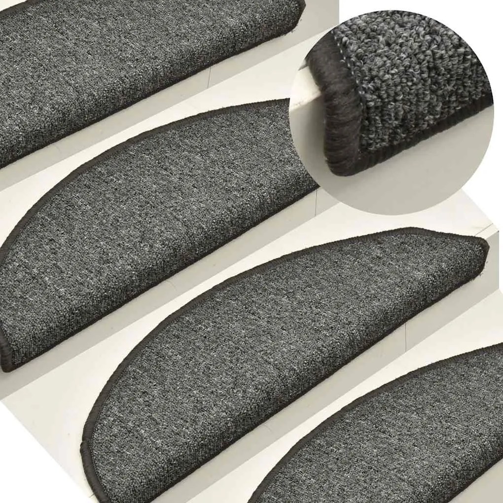 Schodové rohože 30 ks 56 x 17 x 3 cm tmavě šedé, půlkulaté 3365745
