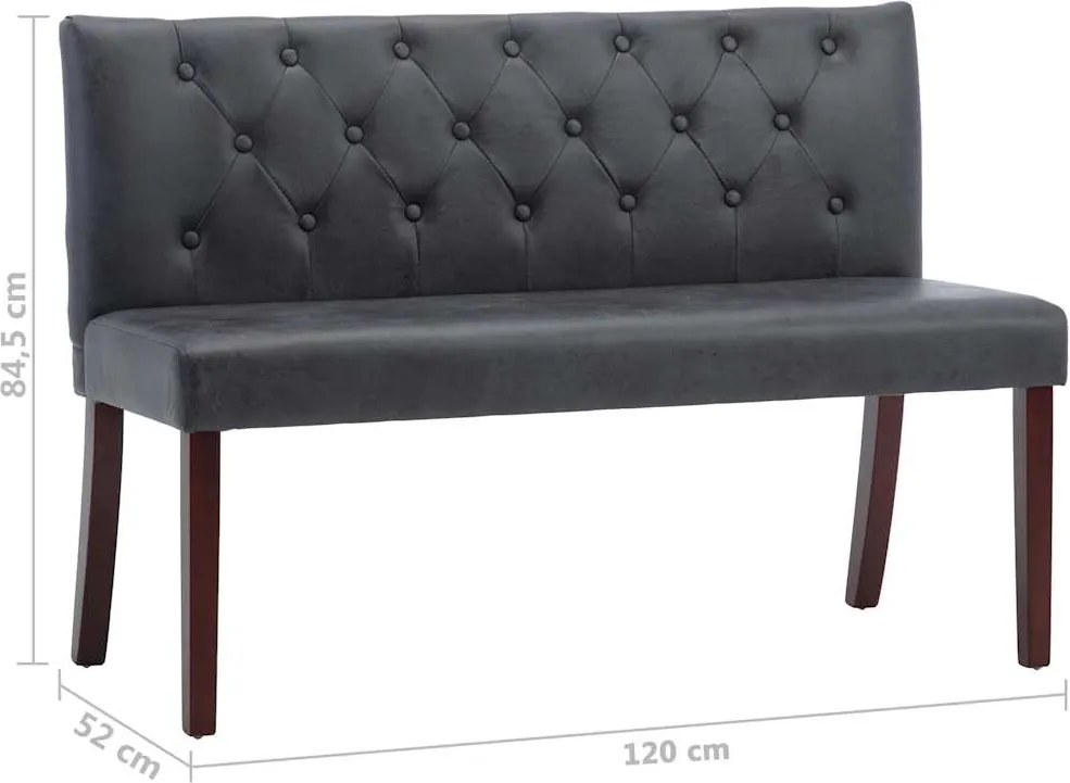 Lavice 120 cm šedá umělá semišová kůže 288574