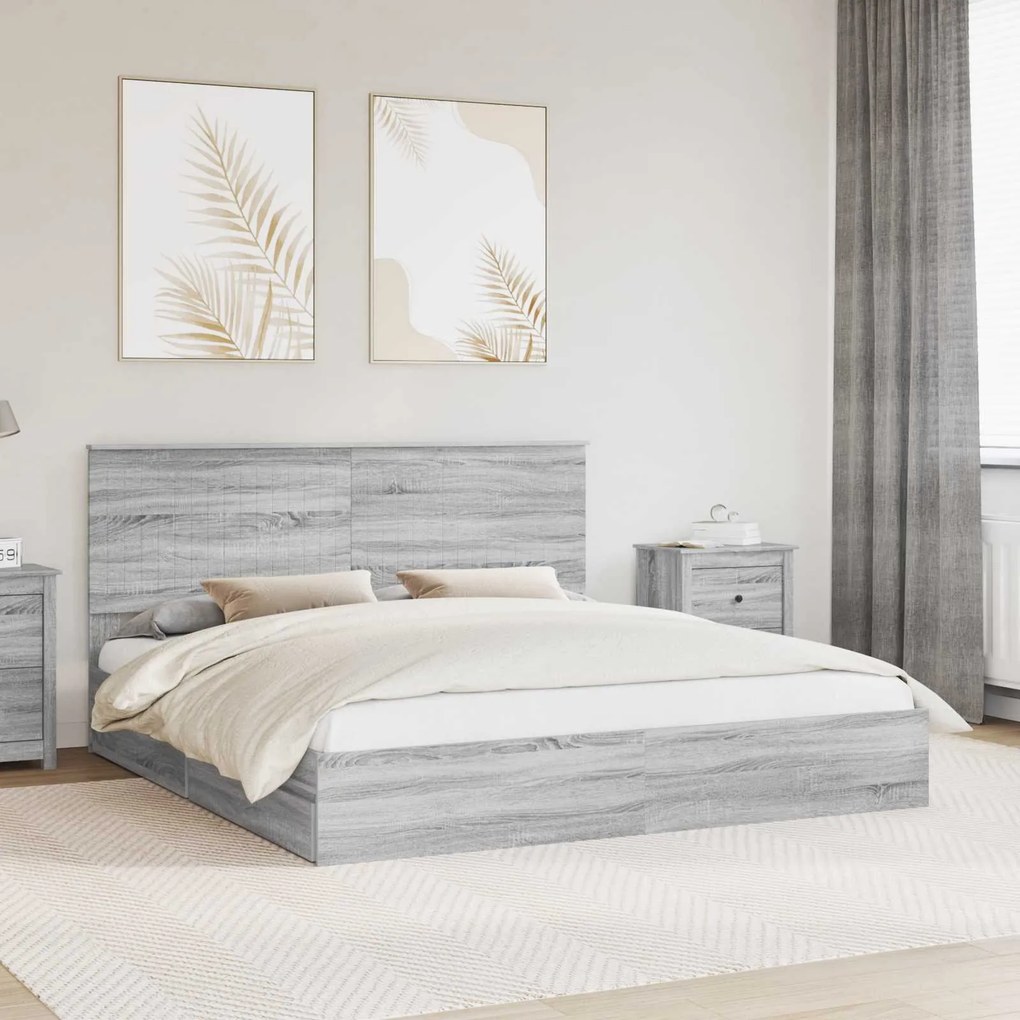 Postel s úložným prostorem se zásuvkou Šedá Sonoma 180 x 200 cm 3411185