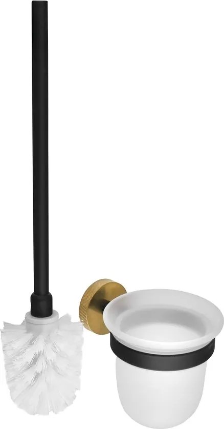 Sapho Sapho, LARISSA WC kartáč, mléčné sklo, černá/zlato mat, WS008BG