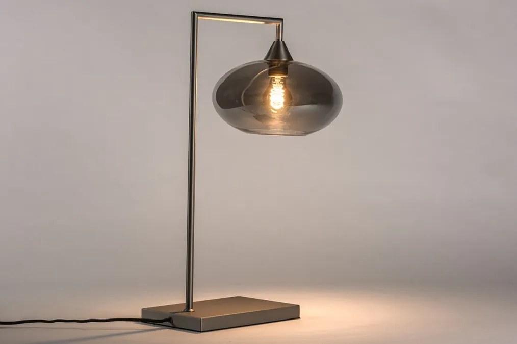 Stolní skleněná lampa Arten Steel