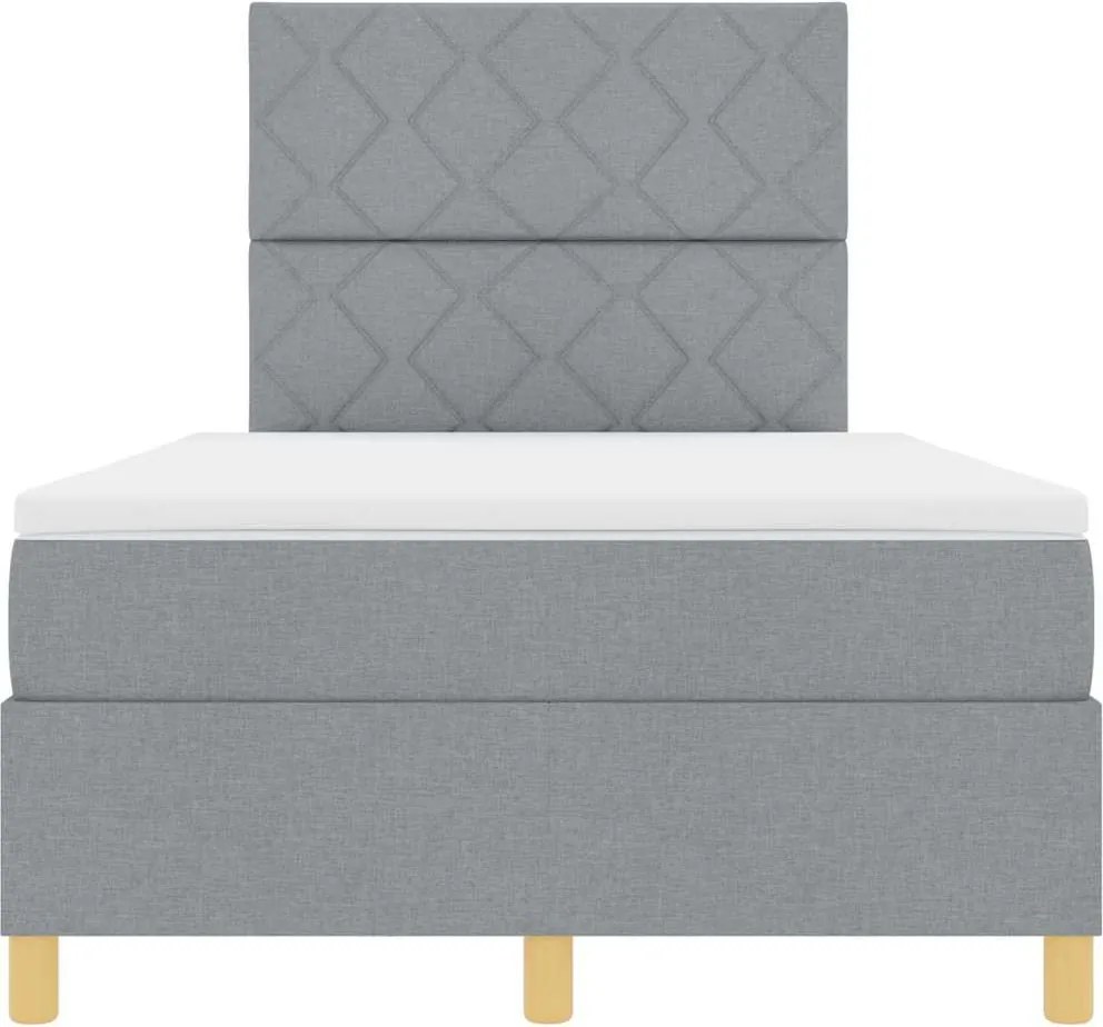 Postel s boxspringem s čelo Světle šedá 120 x 190 cm textil 3339679