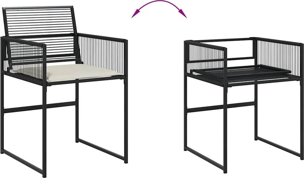 5dílný zahradní jídelní set s poduškami černý polyratan 3295023