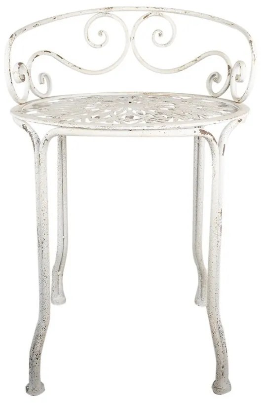 Bílý antik kovový stolek na květiny Shabby Chic - Ø 44*67 cm