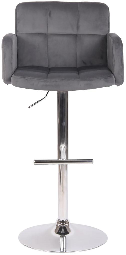 Barová židle Haworth - samet - chromovaný rám | tmavě šedá