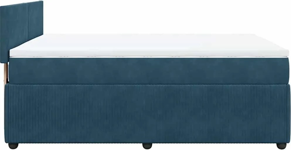 Box spring postel s matrací modrá 160 x 200 cm samet 3290080
